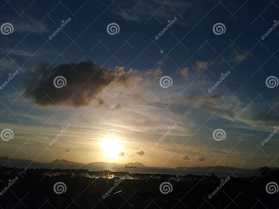 Sunset in samil beach stock photo. Image of beachl, beautiful - 72268658