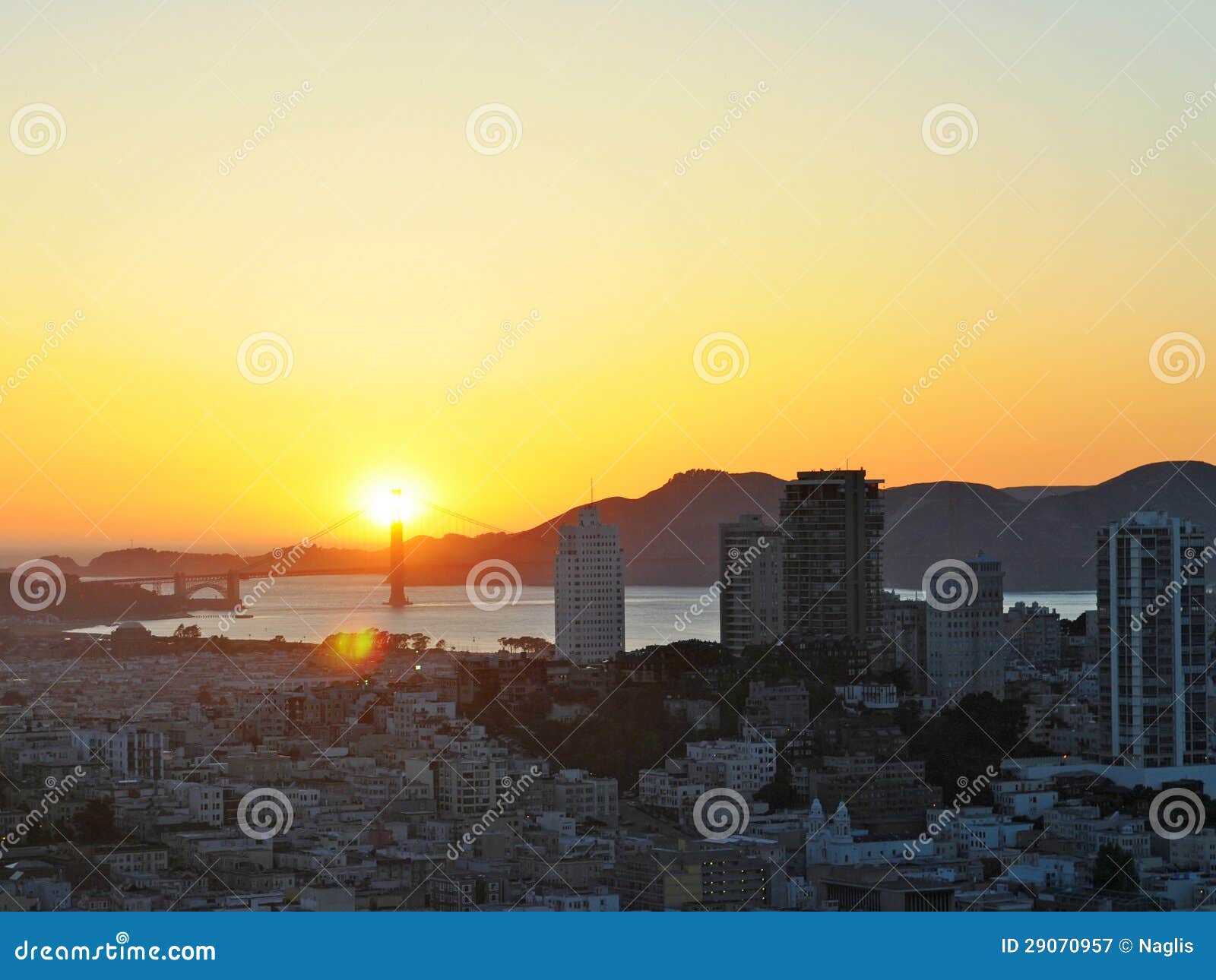 Sunset in San Francisco stock image. Image of golden - 29070957