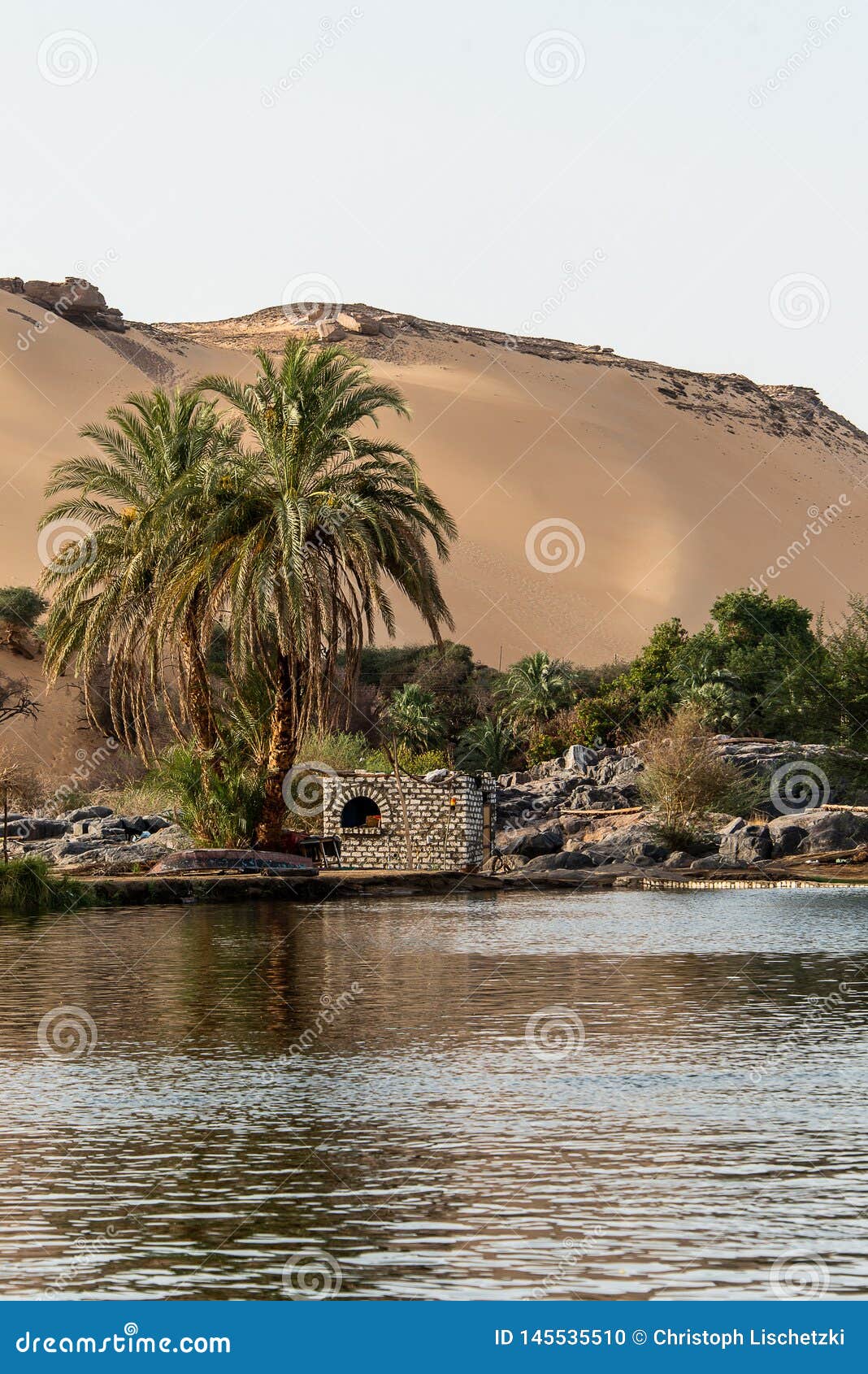 Sunset, Sand Dunes on the Coastline of the Nile River Part Called First ...