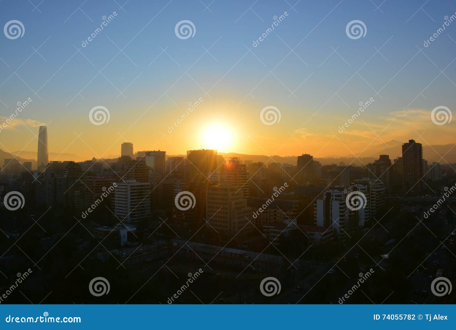 Sunset in Santiago Chile stock photo. Image of amazing - 74055782