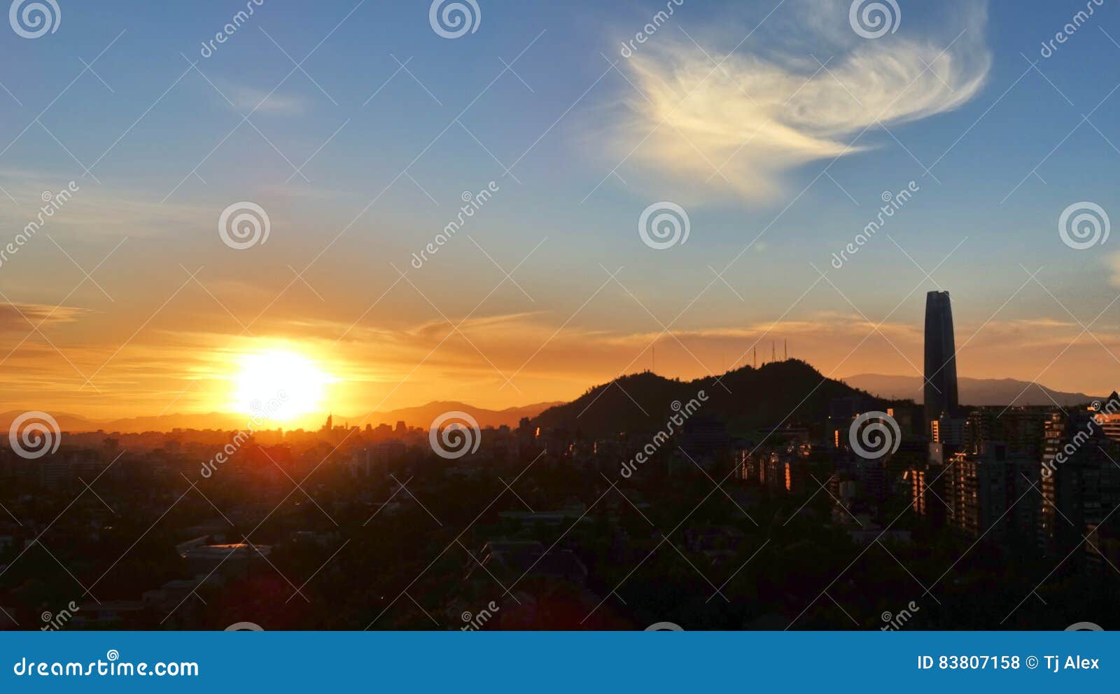 Sunset in Santiago Chile stock photo. Image of nature - 83807158