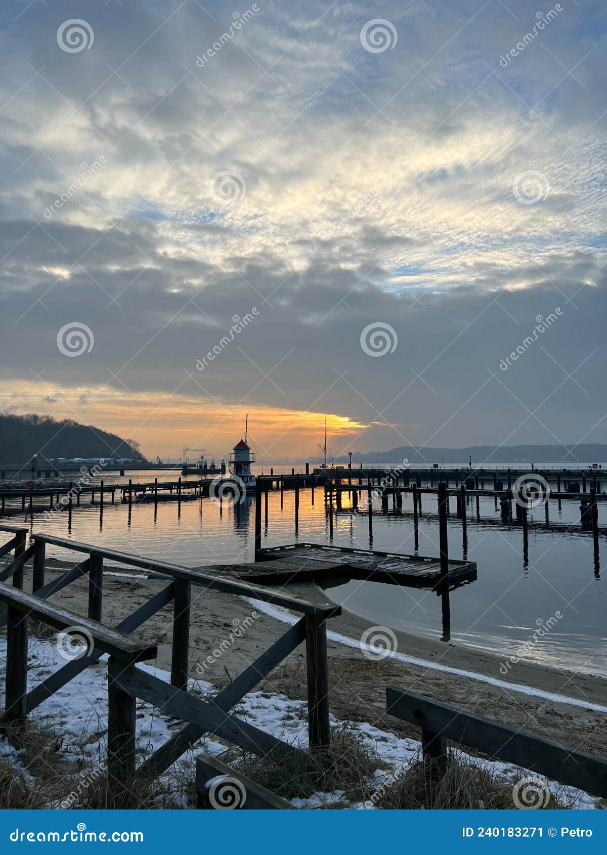 Sunset Scene Over Baltic Sea with Empty Harbor Stock Image - Image of ...