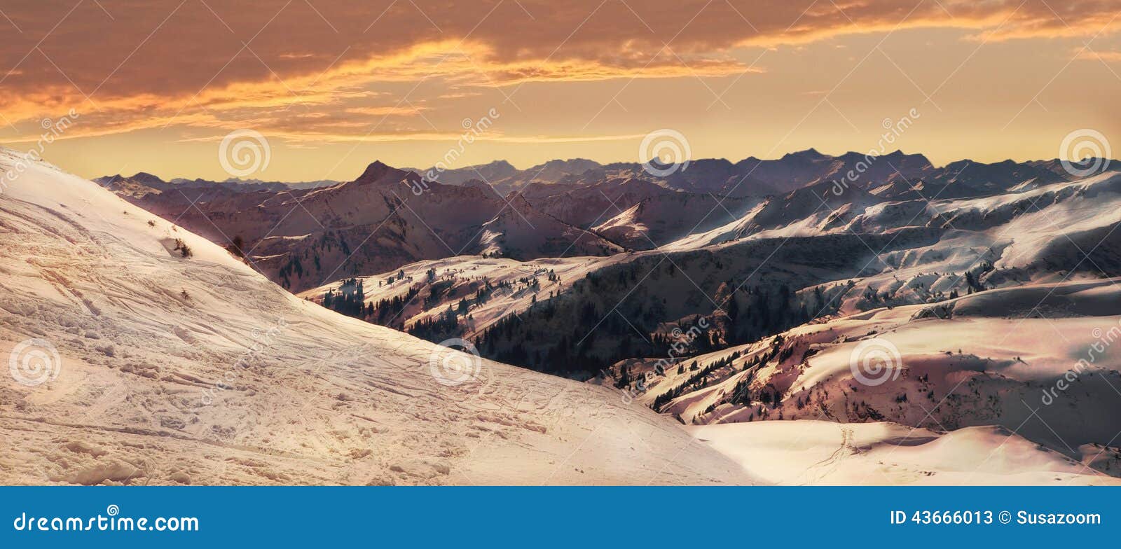 Sunset Scenery in the Austrian Alps Stock Image - Image of hill ...