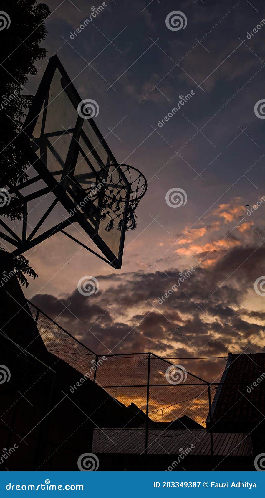 Sunset in School Under Ring Basketball Editorial Photography - Image of ...