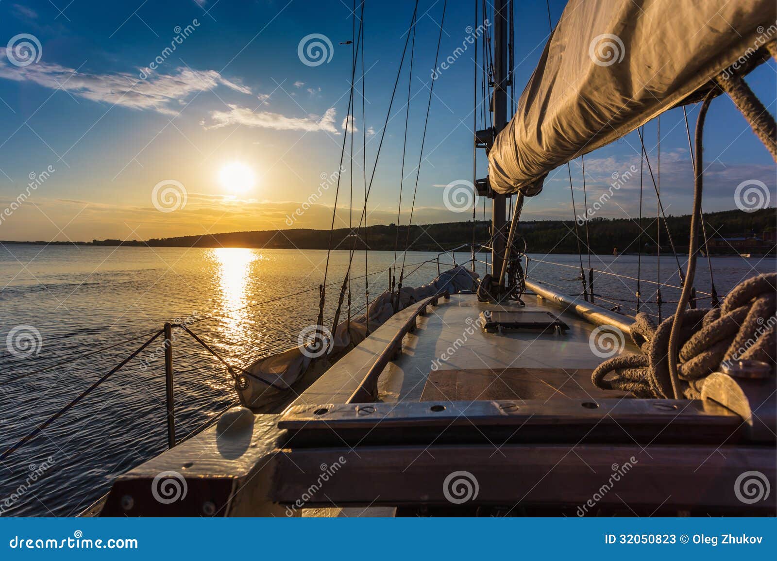 Sunset at Sea on Aboard Yacht Sailing Stock Image - Image of ship ...