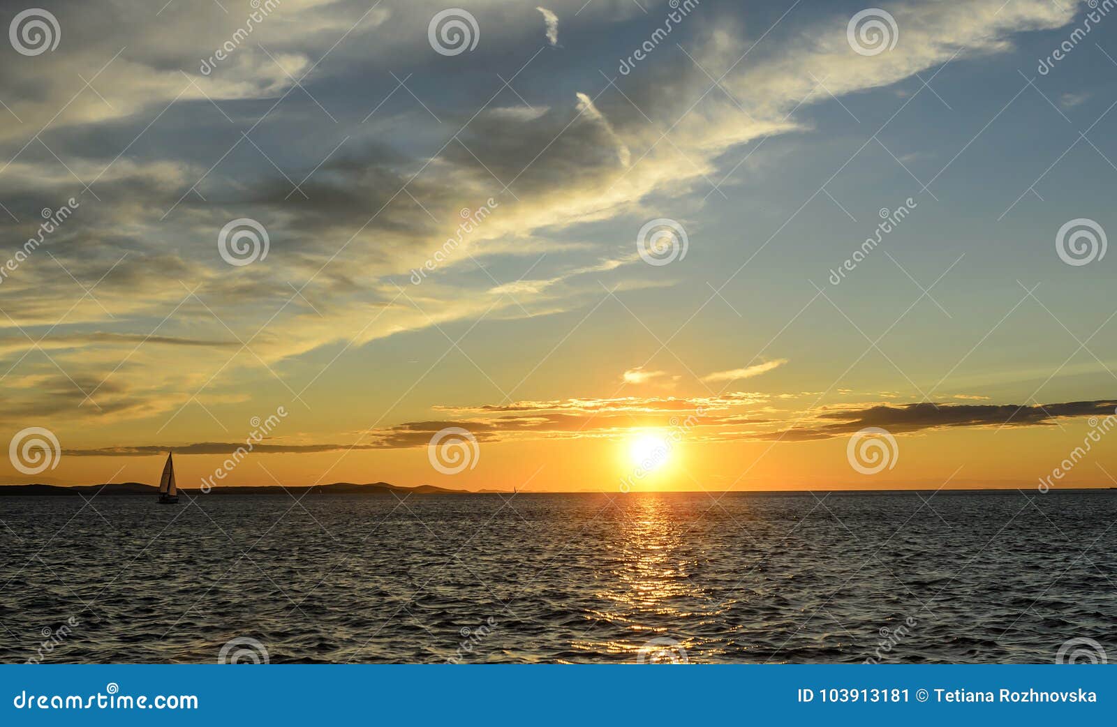 Sunset at the sea. stock image. Image of eveningsky - 103913181