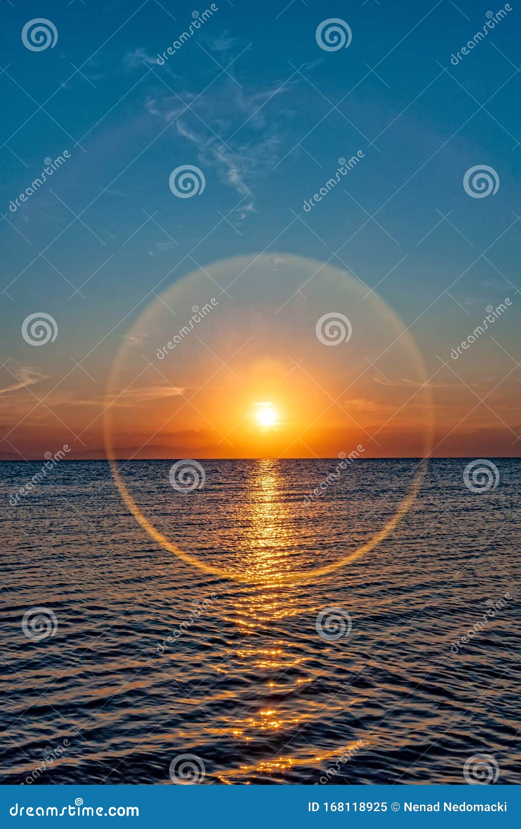 Sunset at Sea with a Circle Effect Stock Image - Image of coastline ...