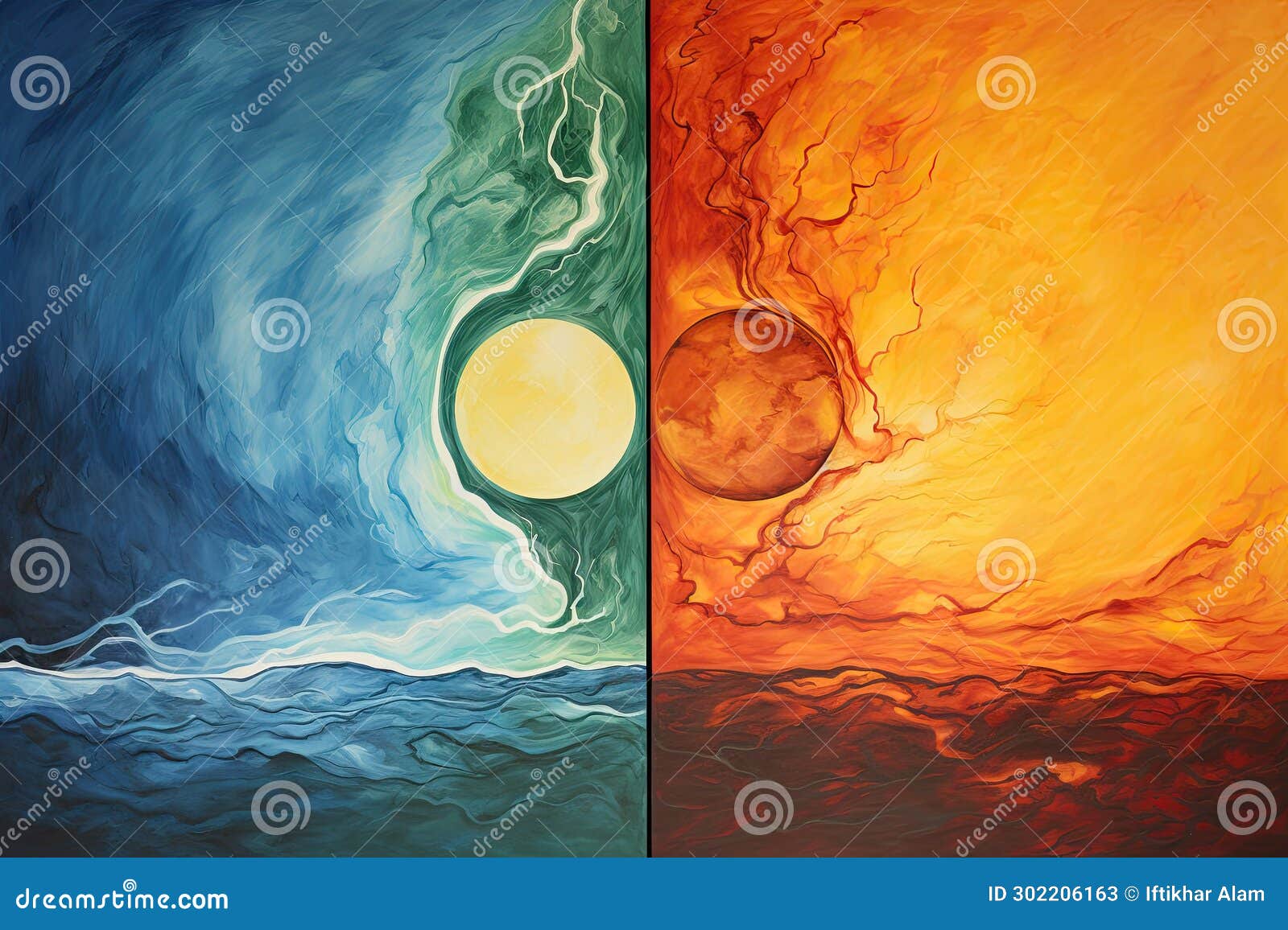 Sunset in the Sea. Collage of Four Images, an Abstract Representation ...
