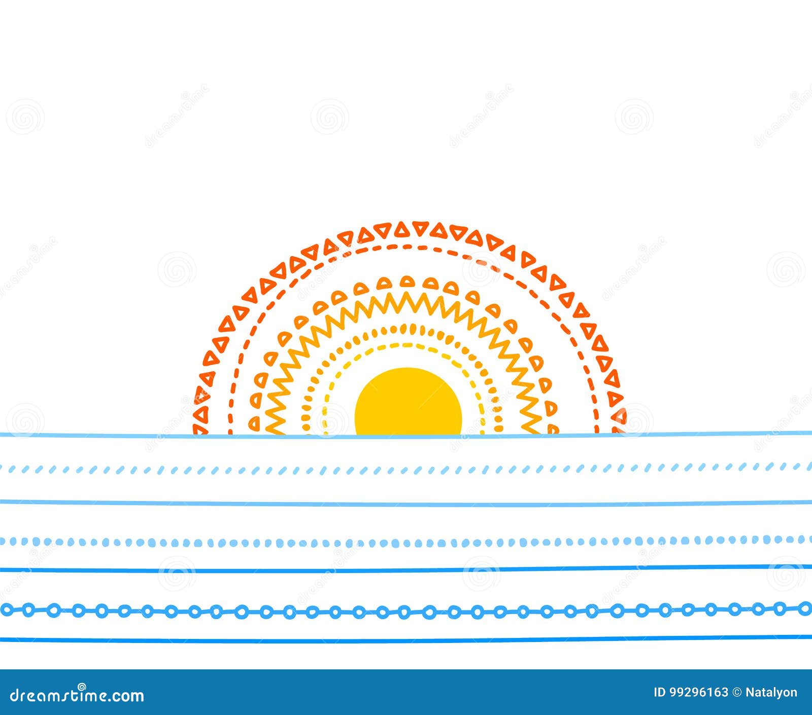 Sunset and the Sea Doodle Poster Template, Vector Stock Vector ...