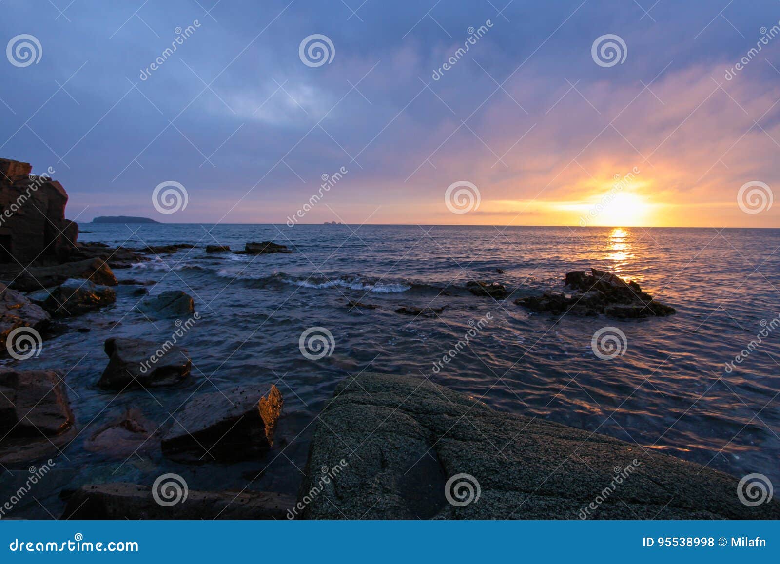 Sunset in the Sea of Japan. Stock Photo - Image of nature, surf: 95538998
