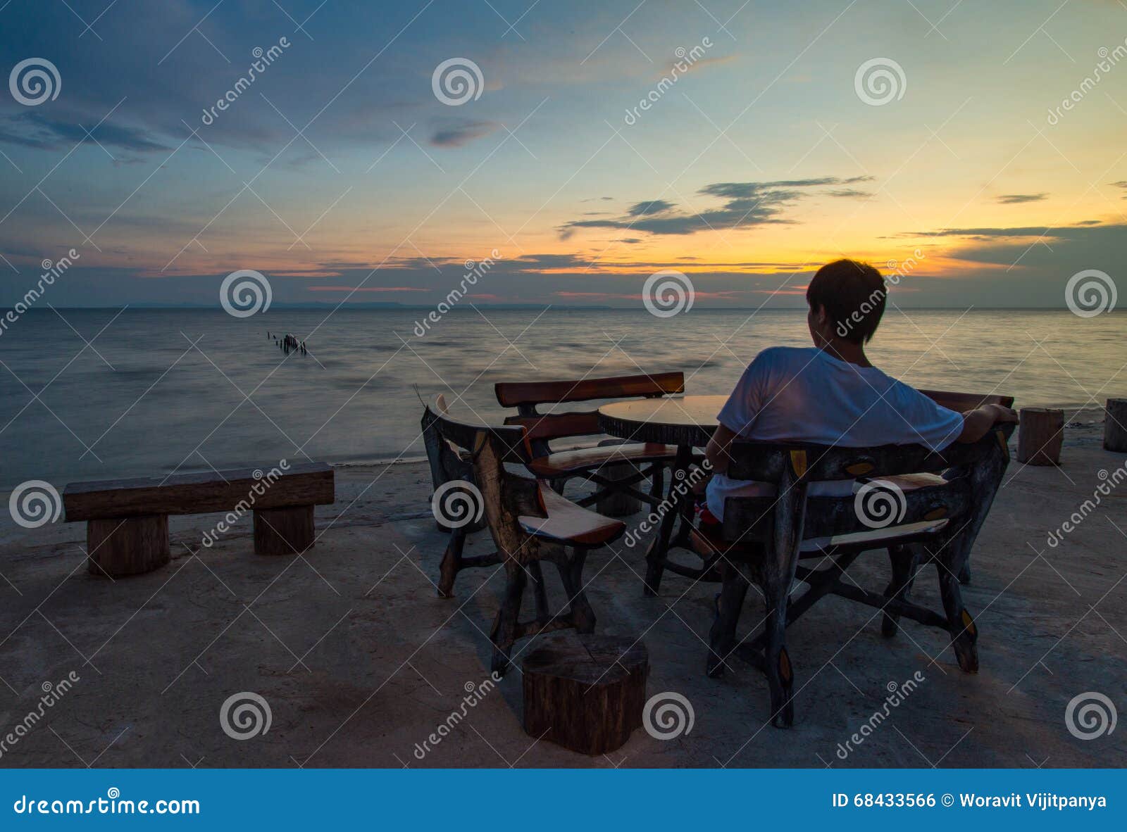 Sunset sea stock photo. Image of blue, meditating, lifestyle - 68433566