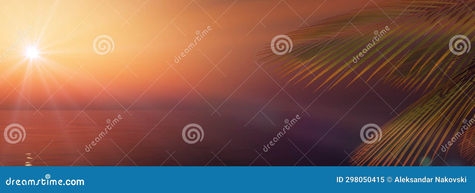 Sunset Sea Palm Landscape Illustration Stock Illustration ...