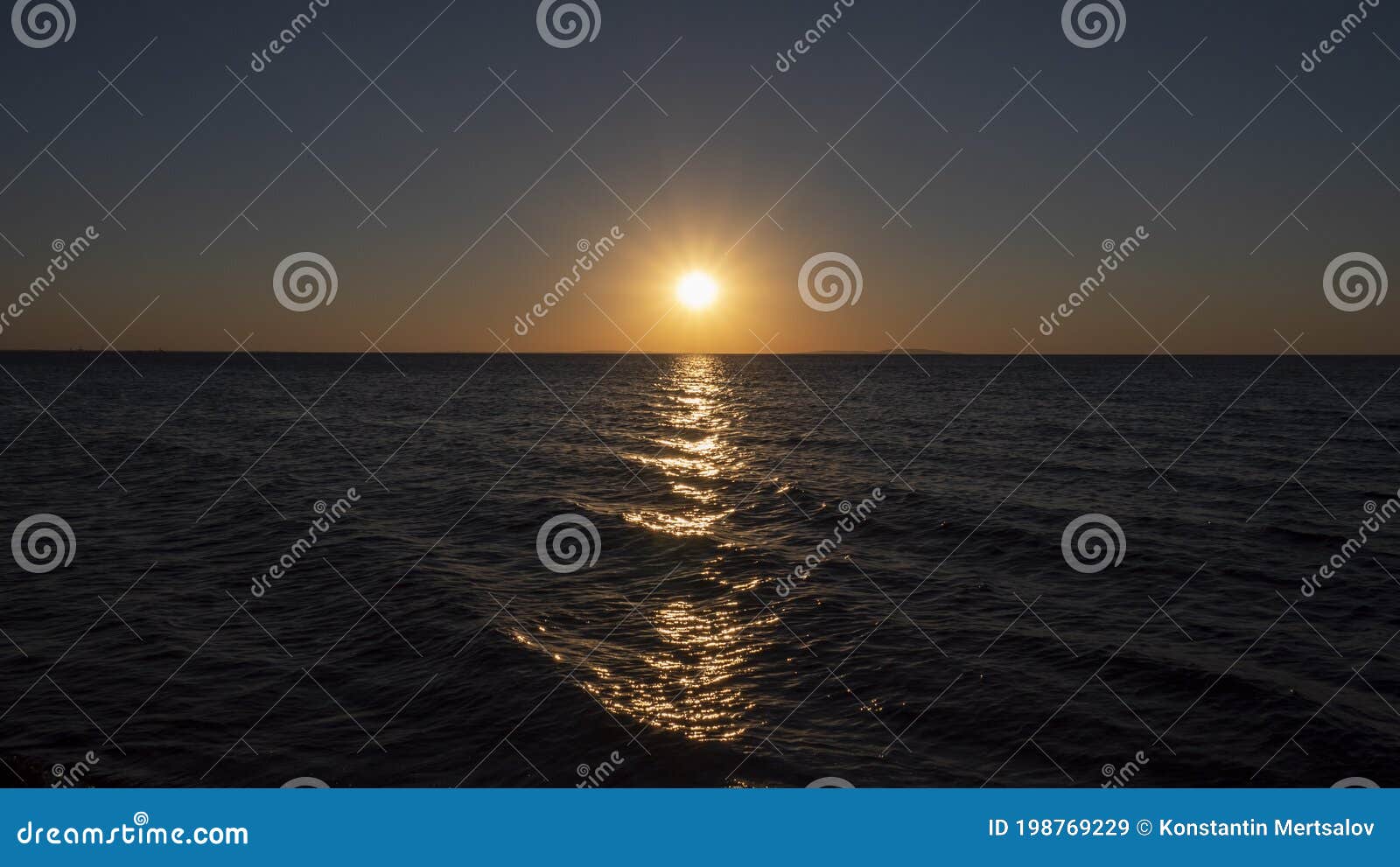 Sunset on the Sea. Path of Light on Sea Water Stock Image - Image of ...