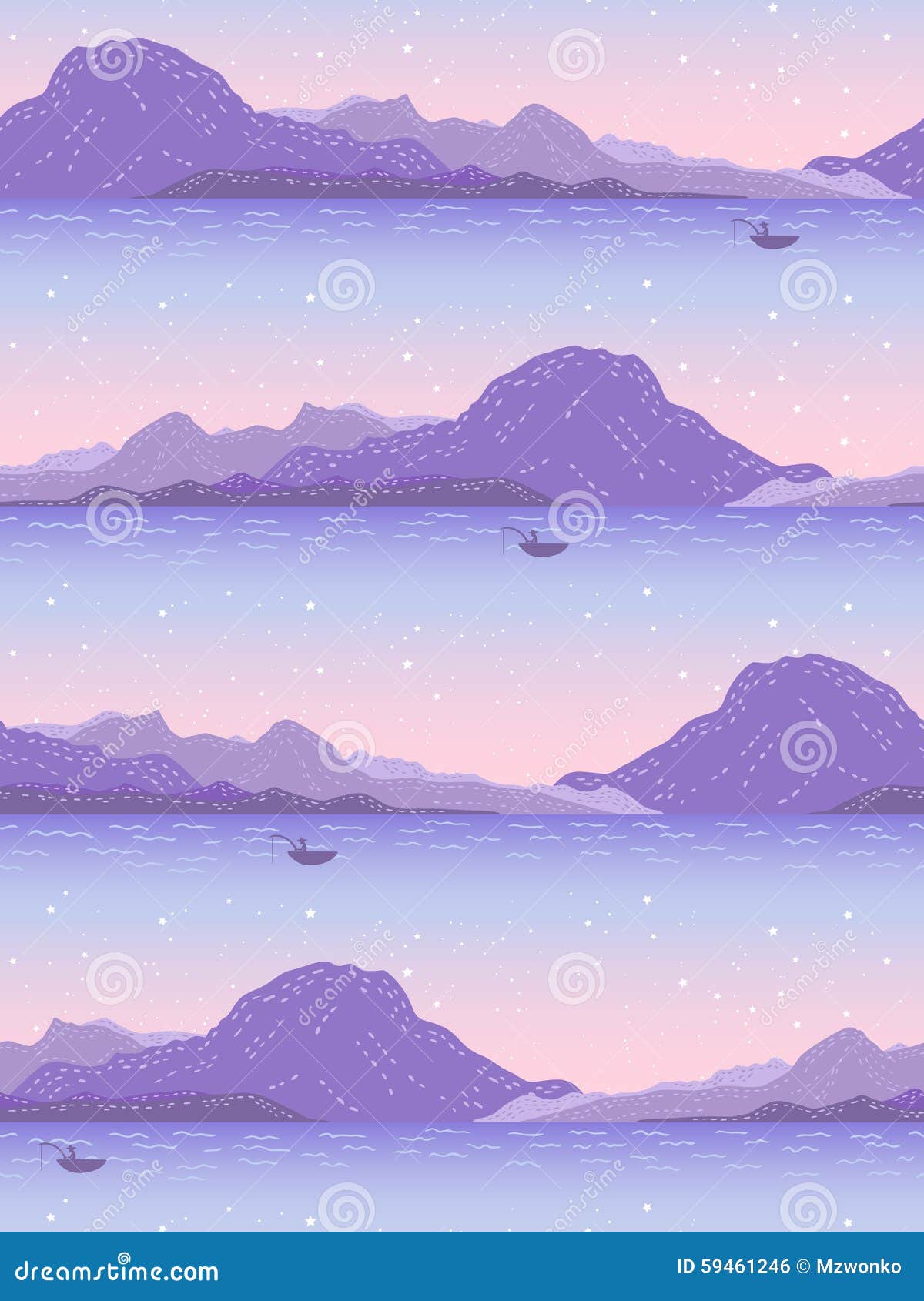 Sunset sea pattern stock vector. Illustration of hill - 59461246