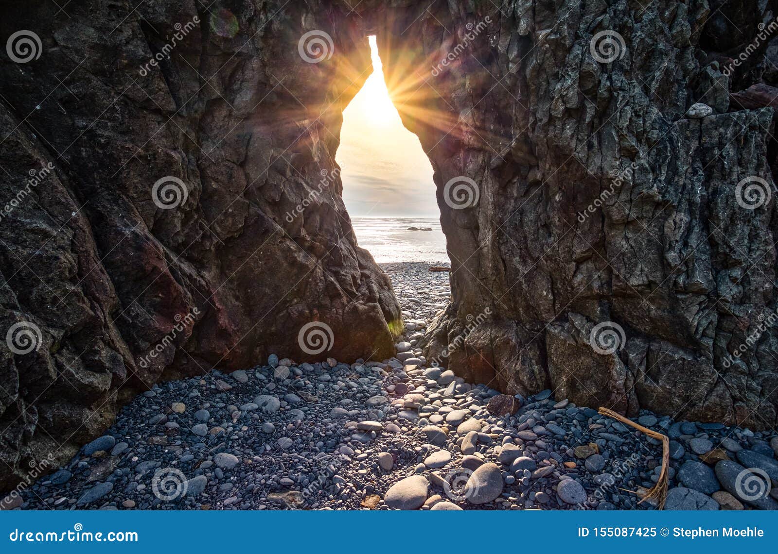 Sunset through the Sea Stacks at Ruby Beach Stock Image - Image of ...