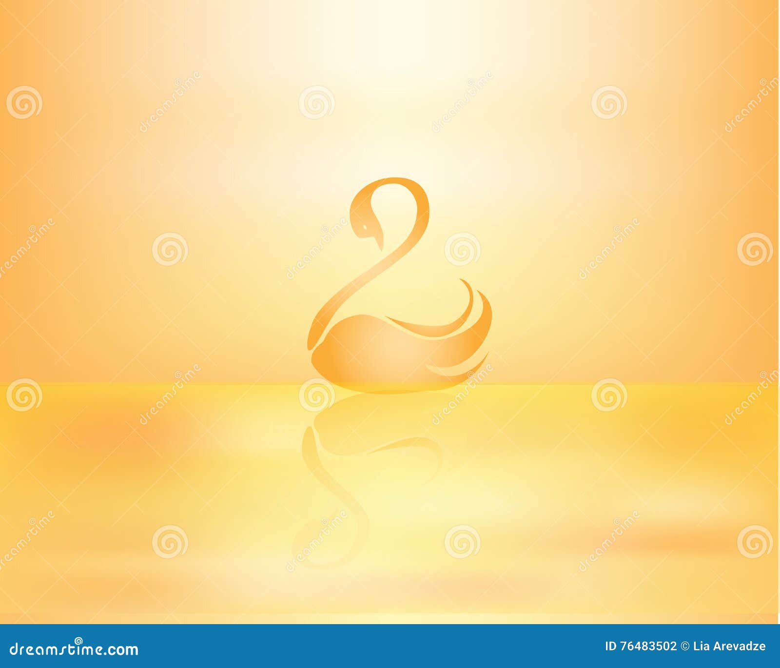 Sunset in sea with swan stock vector. Illustration of reflection - 76483502