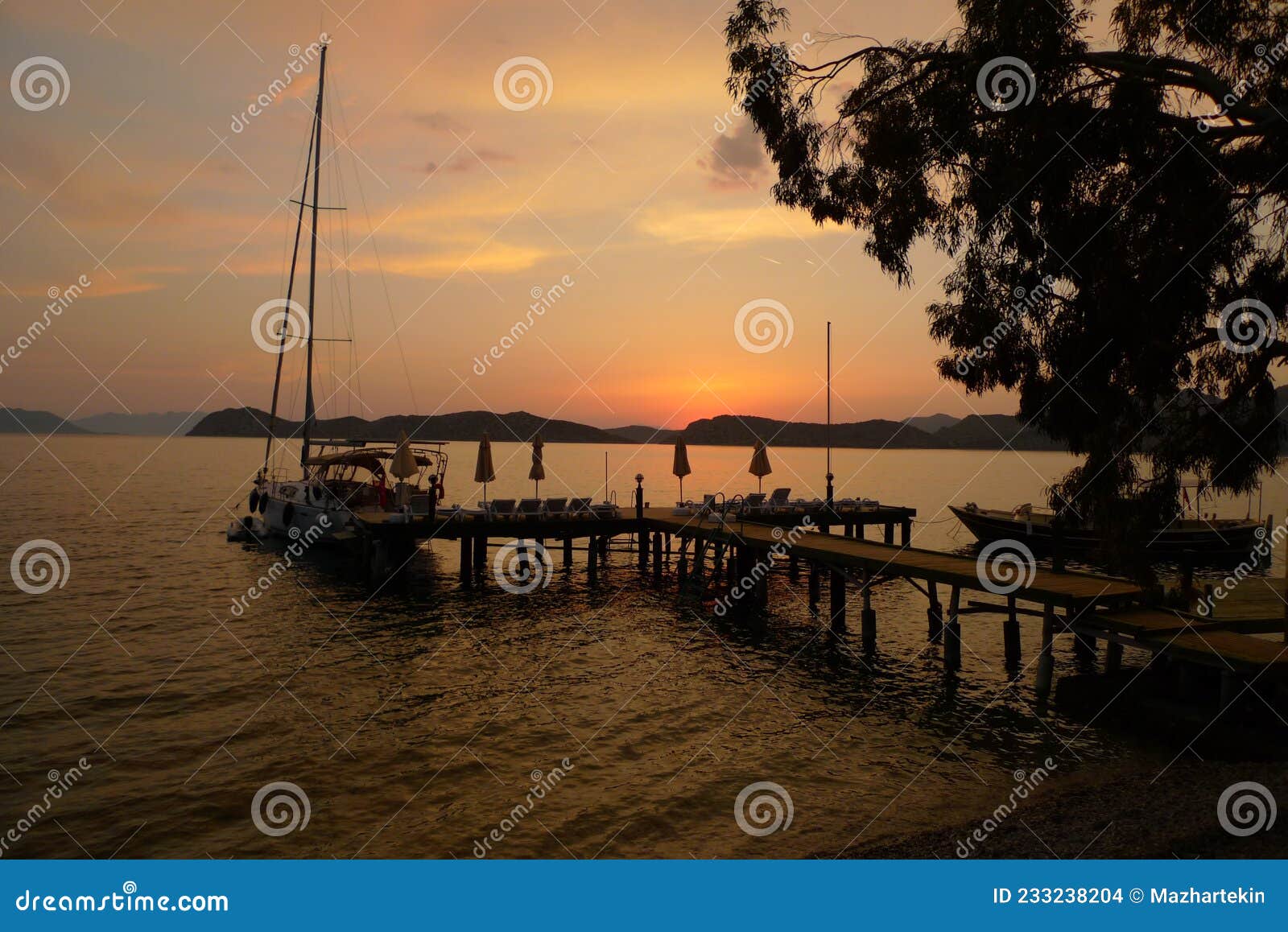 Sunset and Sea View from Antalya Kekova Turkey Stock Photo - Image of ...