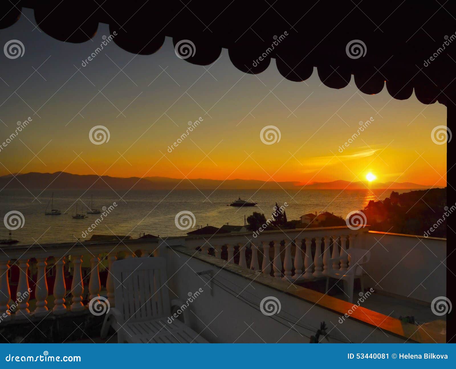 Sunset Sea View, Apartment Terrace Stock Image - Image of morning ...