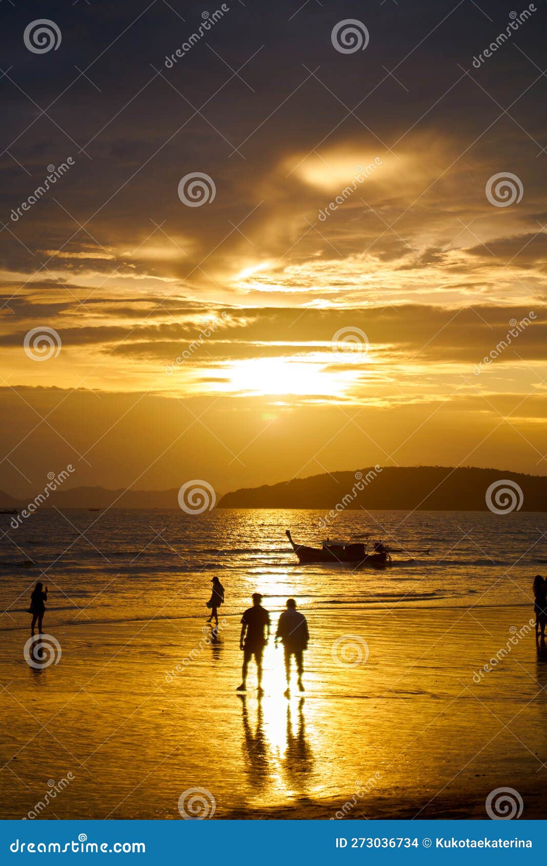 Sunset on the Seashore.People are Looking for Beautiful Shells on the ...