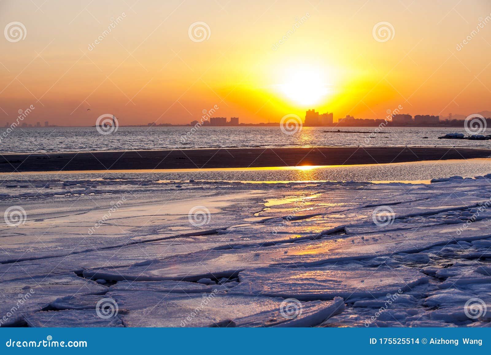 Sunset at the Seaside in Winter Stock Photo - Image of water, nature ...