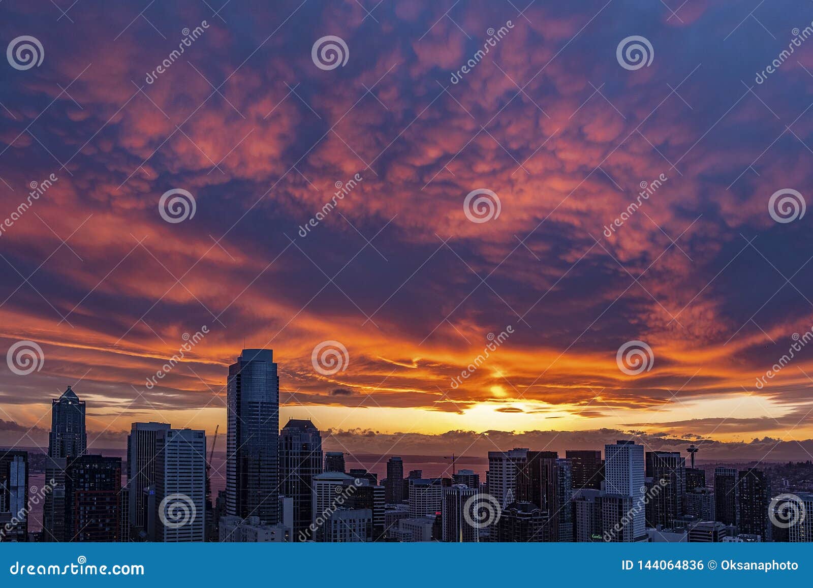 Sunset in Seattle stock photo. Image of north, beautiful - 144064836