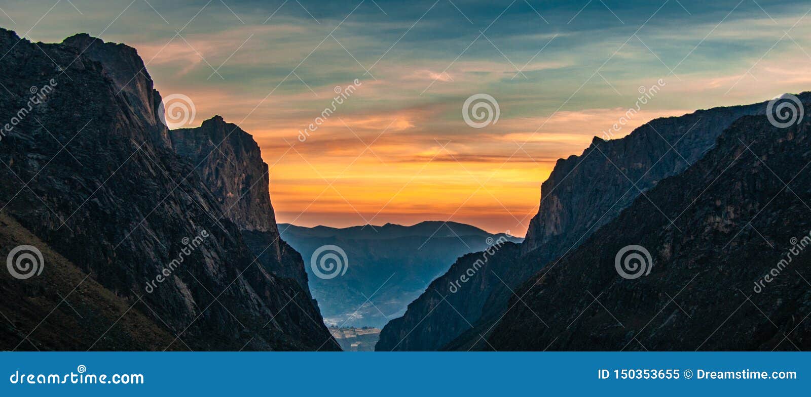 Sunset Seen through the Valley Stock Image - Image of mountain, peace ...
