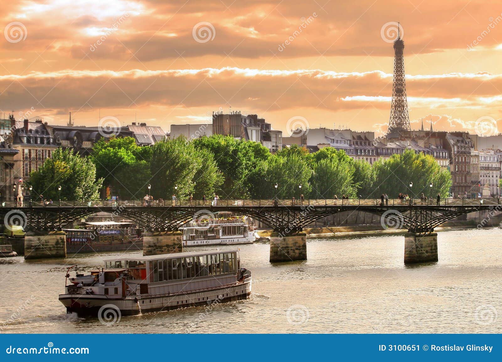 Sunset on Seine. stock image. Image of cruise, river, historic - 3100651