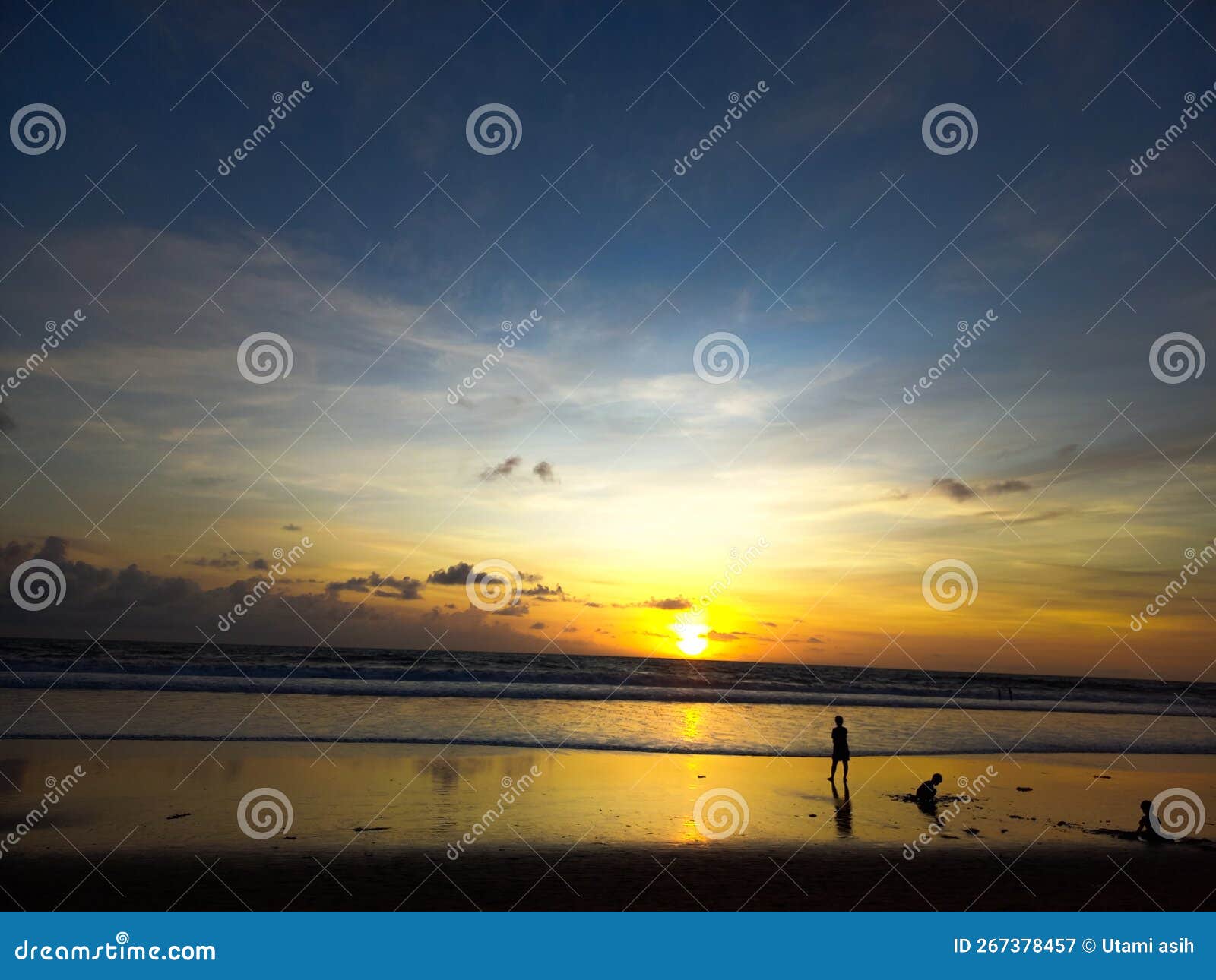 Sunset on Seminyak Beach, Bali, Indonesia Stock Image - Image of sunset ...