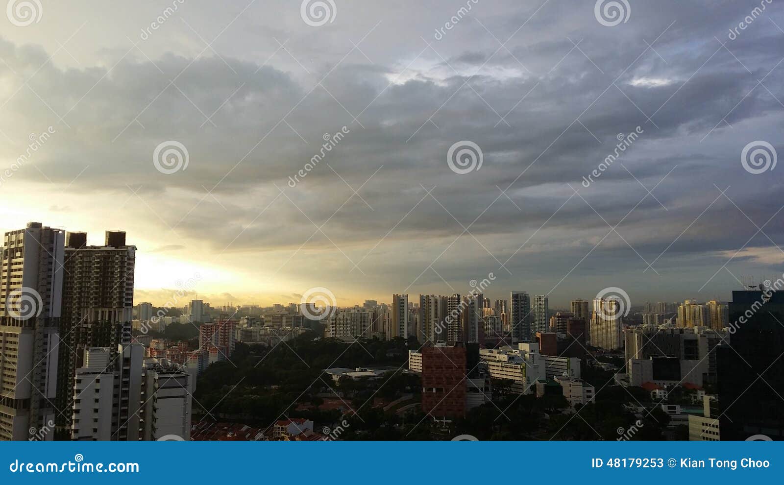 Sunset stock image. Image of suburb, dawn, panorama, haze - 48179253