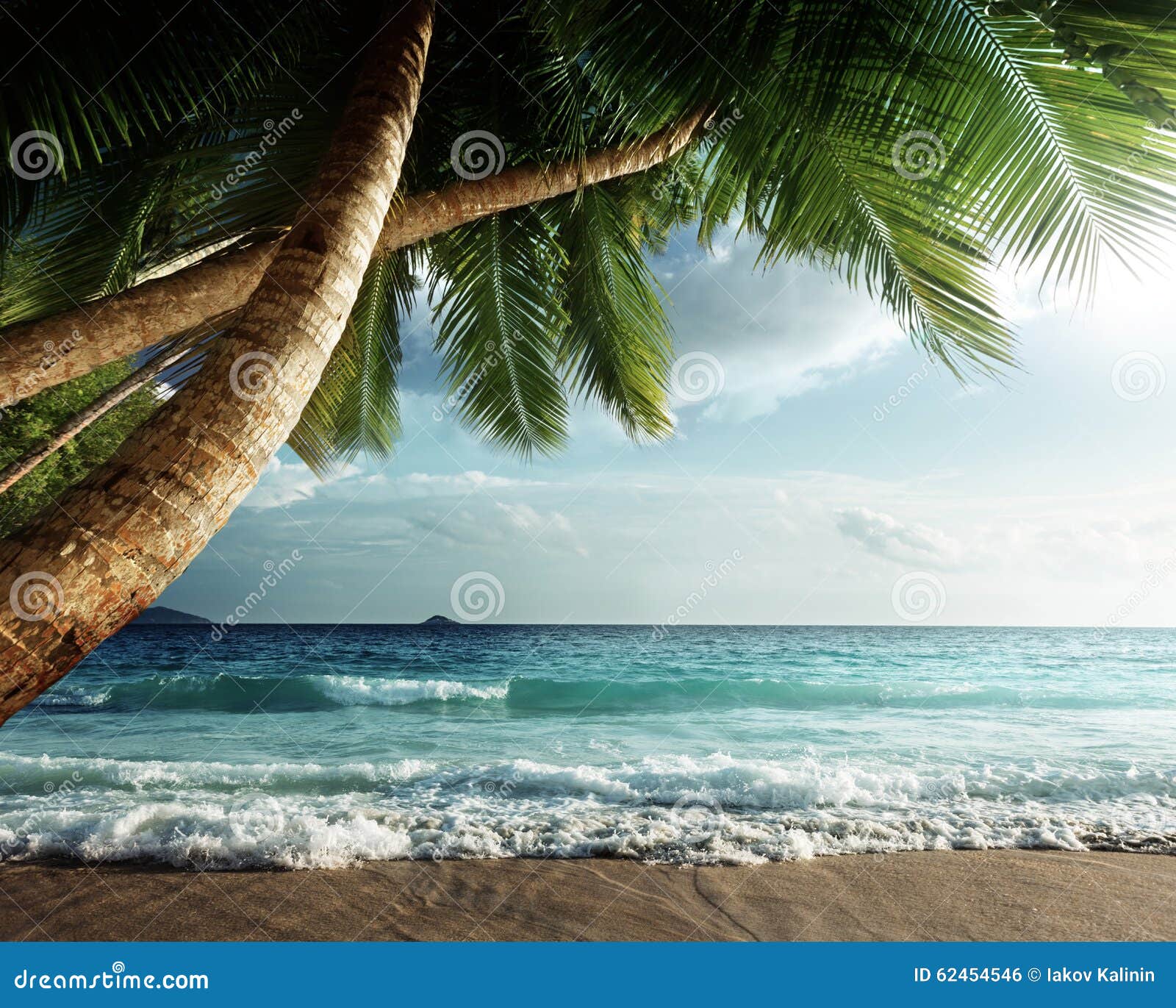 Sunset on Seychelles beach stock photo. Image of seascape - 62454546