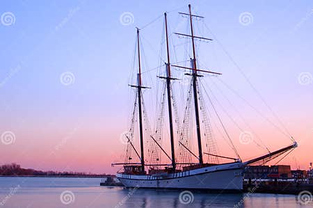 Sunset Ship stock photo. Image of exposure, long, sail - 104930