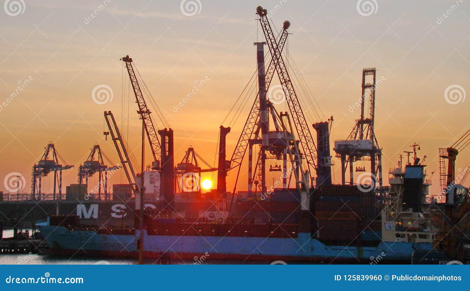Sunset, Ship, Dusk, Port Picture. Image: 125839960