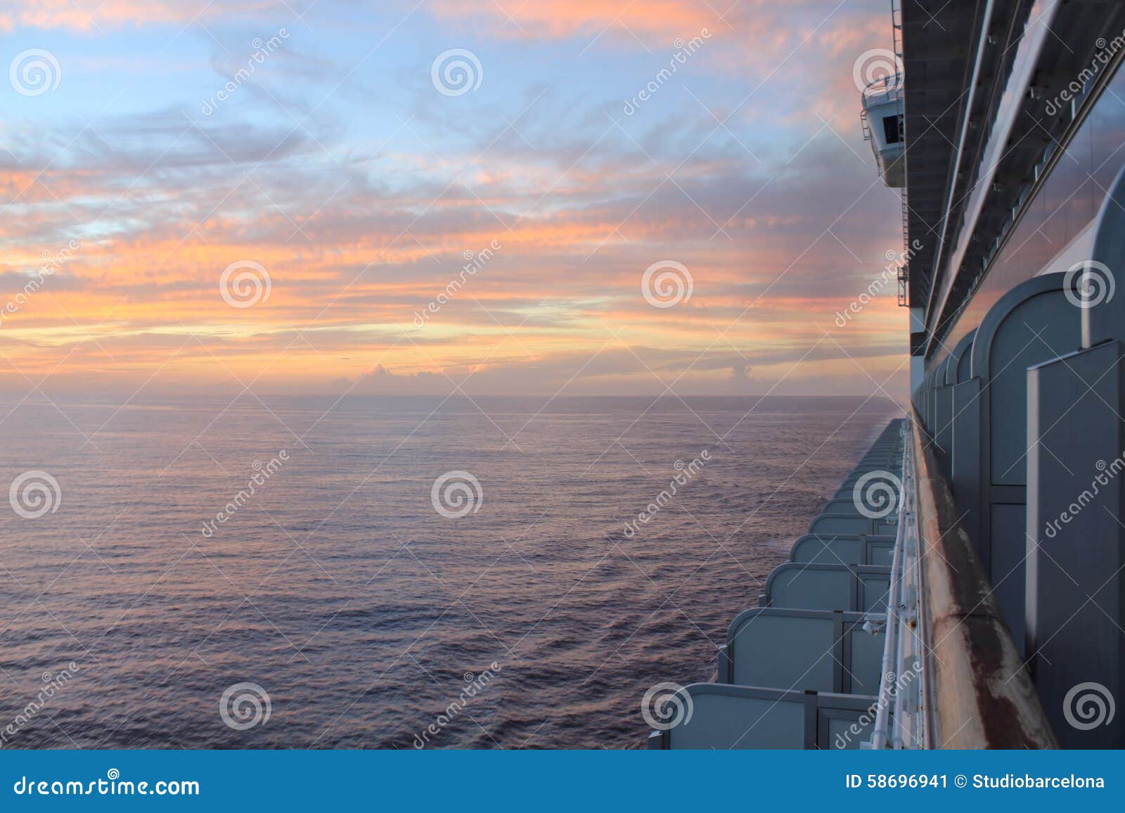 Sunset from ship stock image. Image of transportation - 58696941