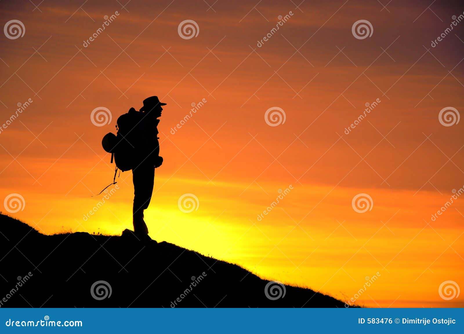 Sunset silhouette stock photo. Image of landscape, hill - 583476