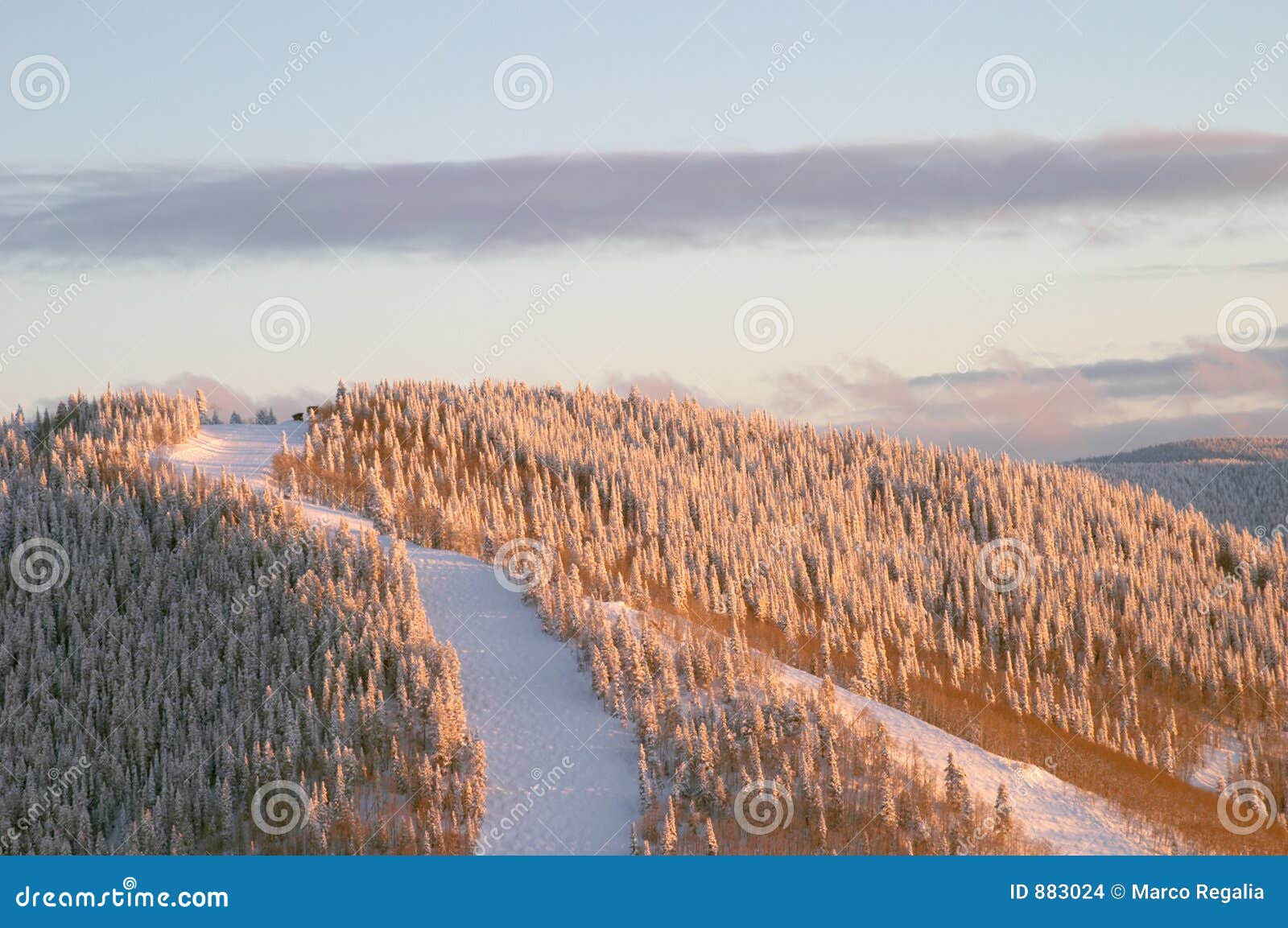 Sunset on Ski Slopes at Winter Stock Photo - Image of pink, mountain ...