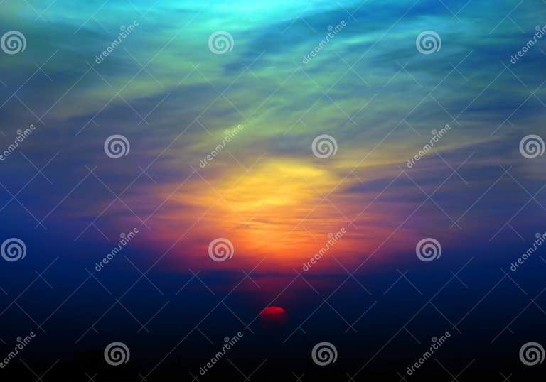 Sunset sky stock image. Image of yellow, cyan, black, blue - 5491227