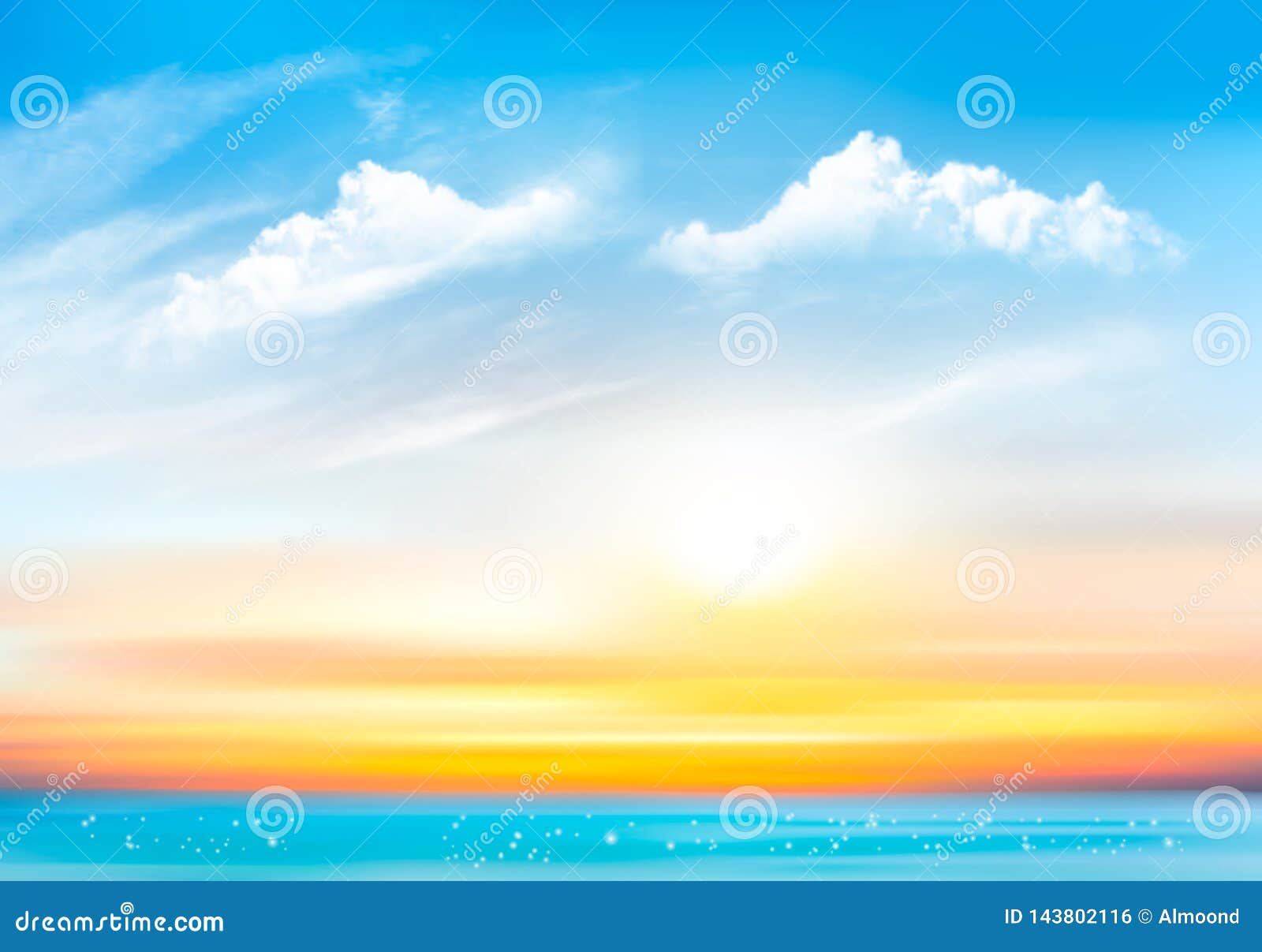 Sunset Sky Background with Transparent Clouds Stock Vector ...