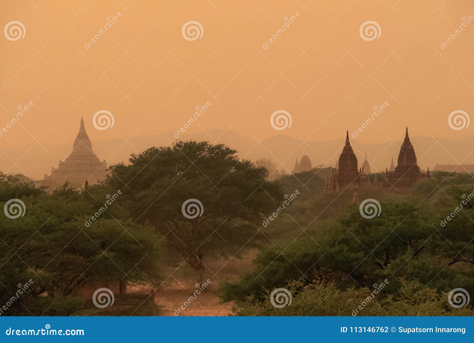 Sunset Sky at Bagan;Myanmar Stock Photo - Image of landscape, tree ...
