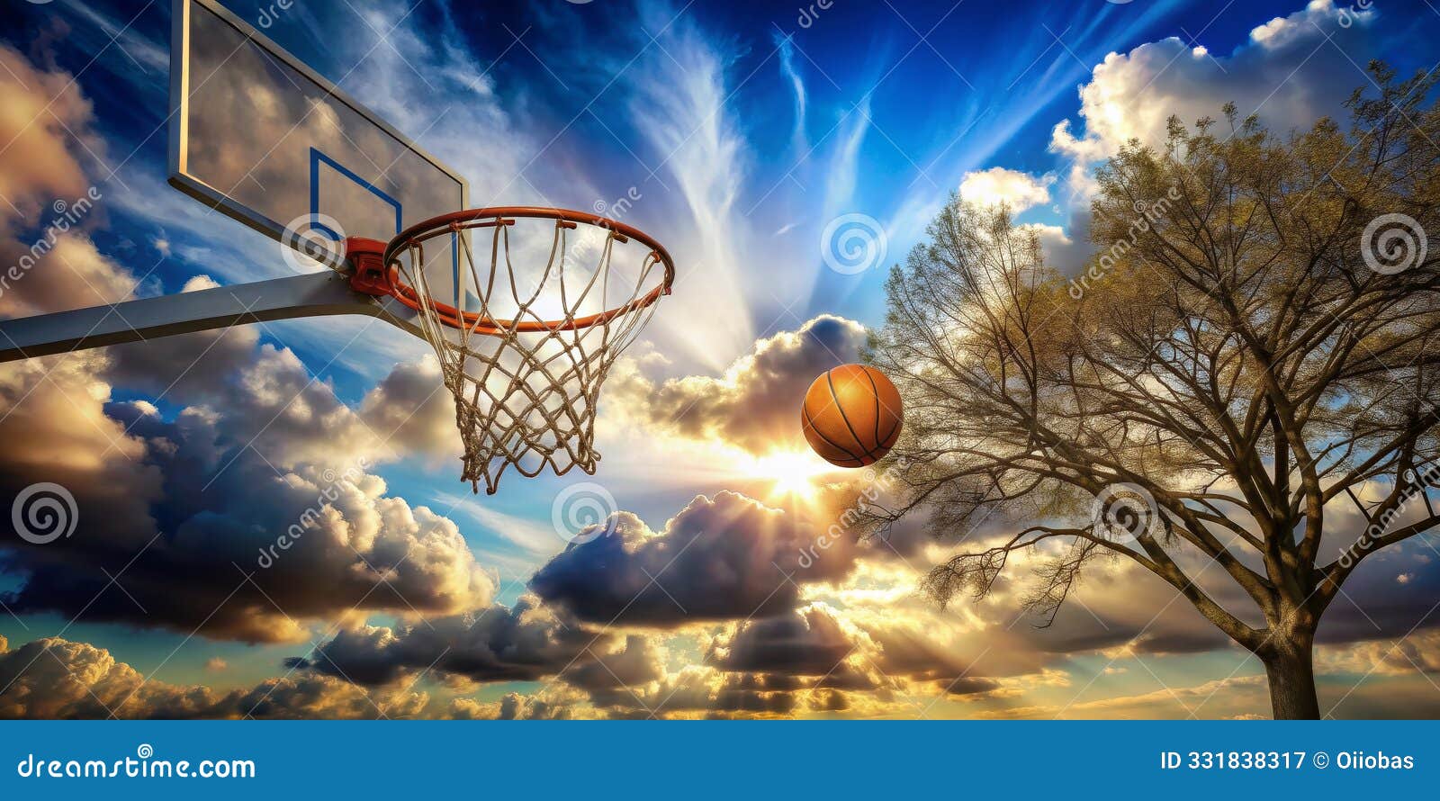 Sunset Sky with Basketball Hoop and a Tree, Basketball , Clouds , Sky ...
