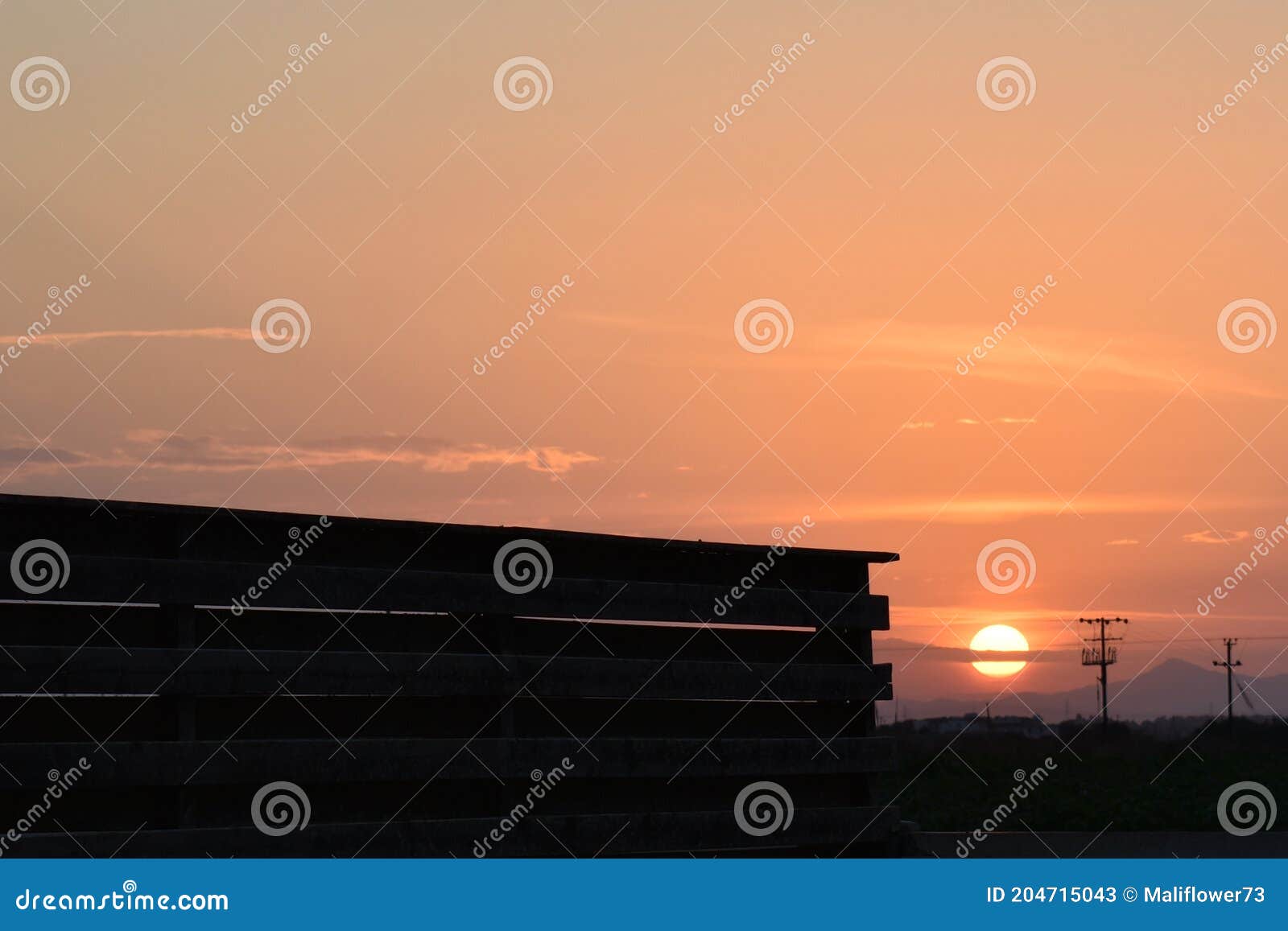 Sunset Sky Behind a House. Country Side View. Stock Image - Image of ...