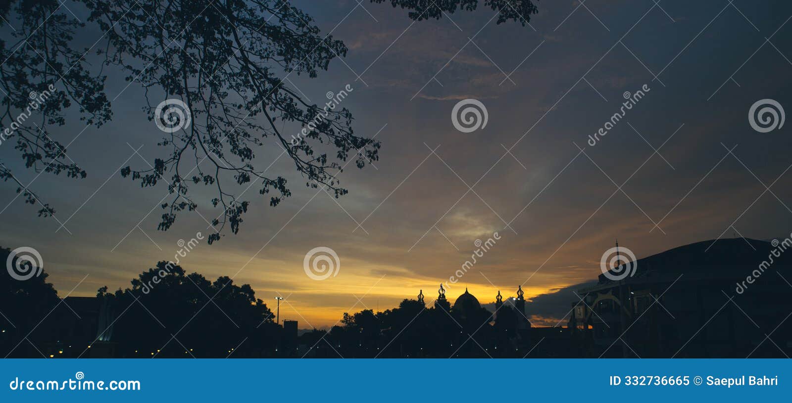Sunset Sky Cloud on Twilight at the Merdeka Square, Sukabumi City Stock ...