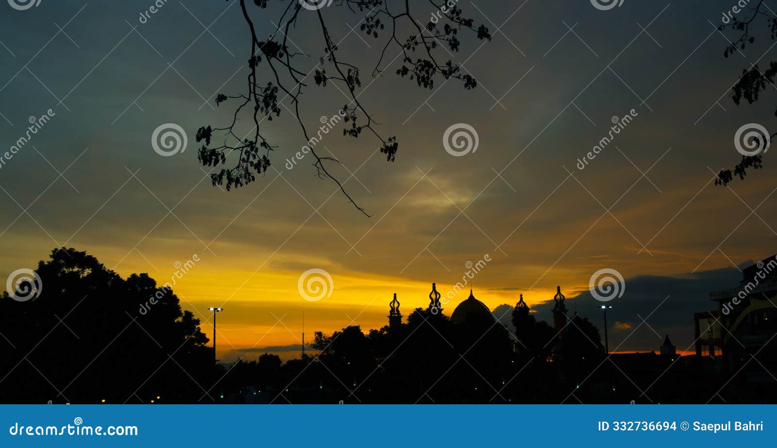 Sunset Sky Cloud on Twilight at the Merdeka Square, Sukabumi City Stock ...