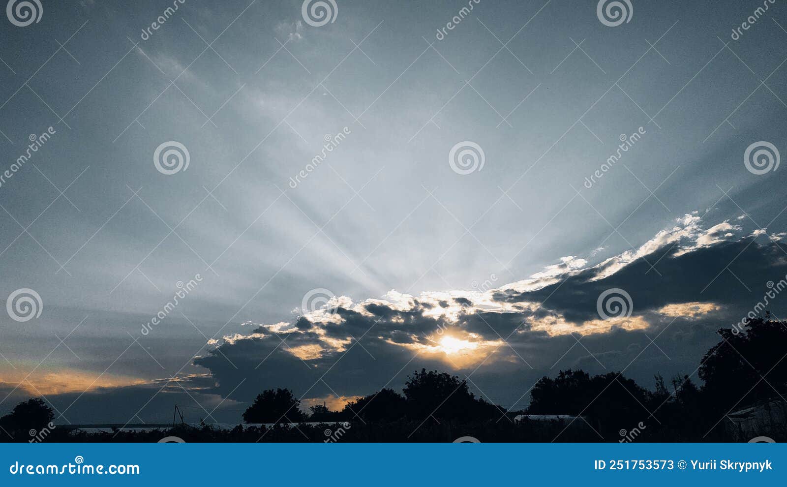 Sunset in the Sky, Clouds and Magical Rays of the Sun Stock Image ...