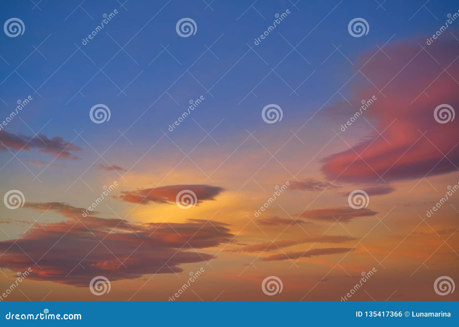 Sunset Sky Clouds Orange and Blue Stock Photo - Image of atmosphere ...