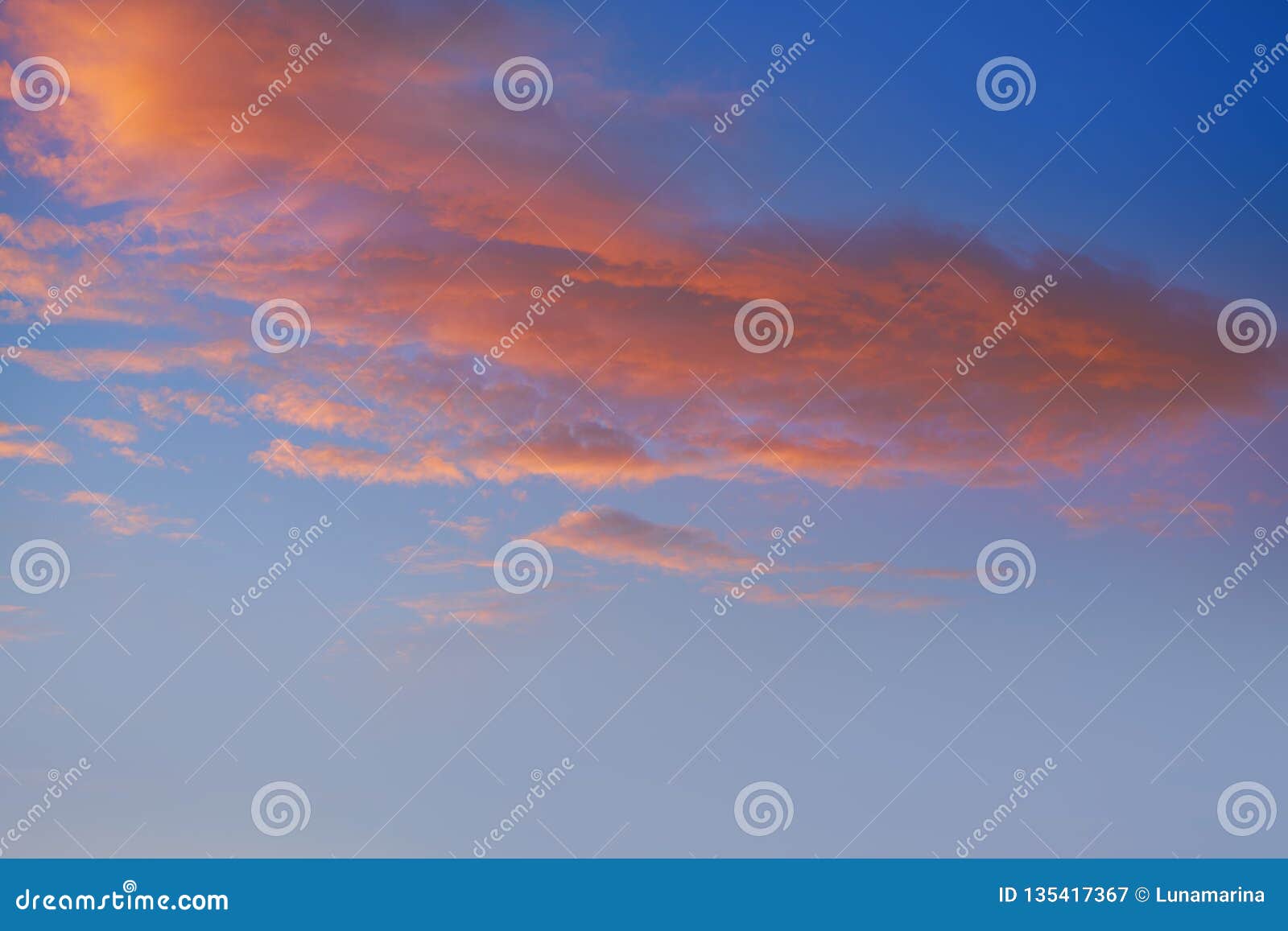 Sunset Sky Clouds Orange and Blue Stock Image - Image of landscape ...