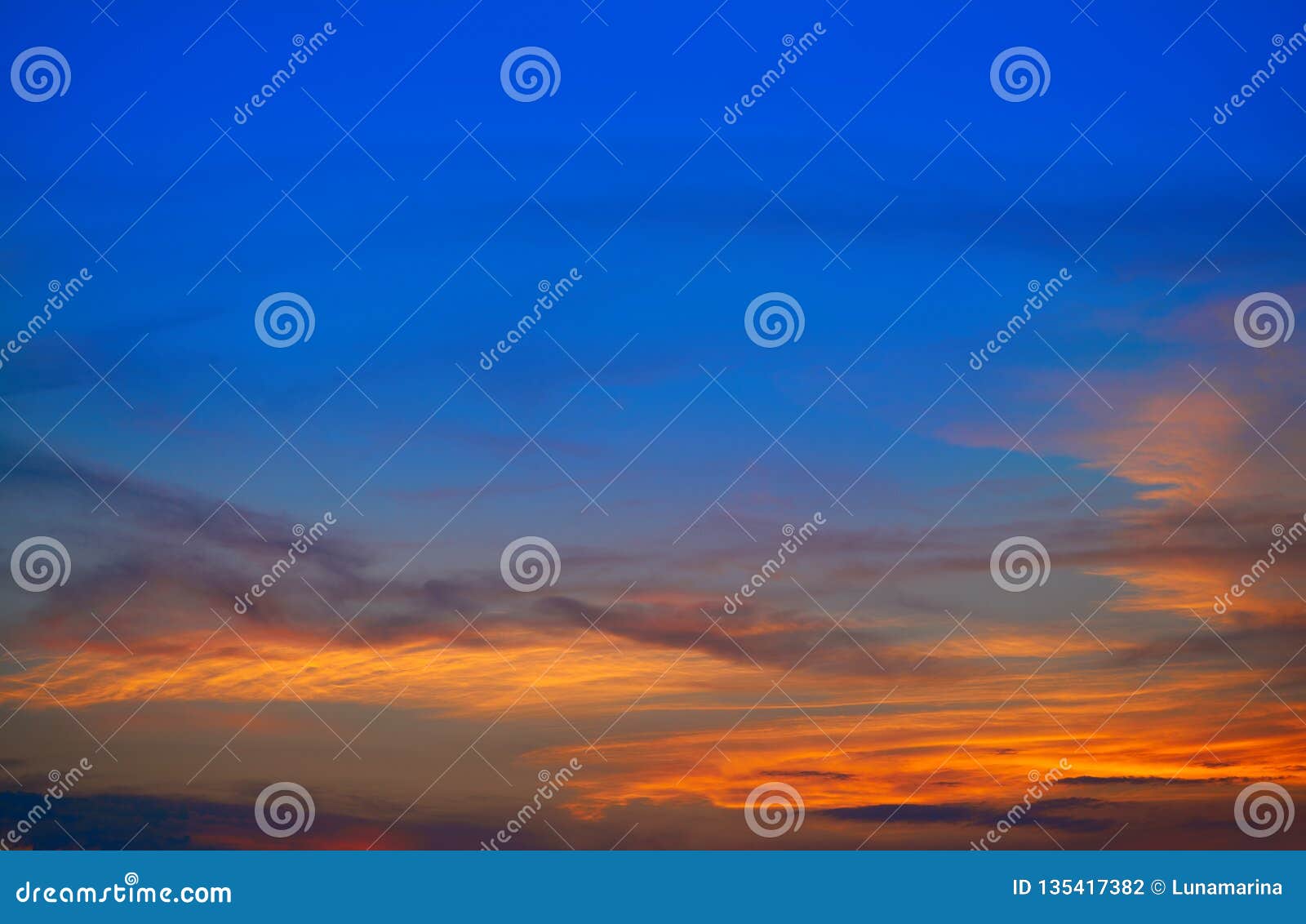 Sunset Sky Clouds Orange and Blue Stock Photo - Image of evening ...