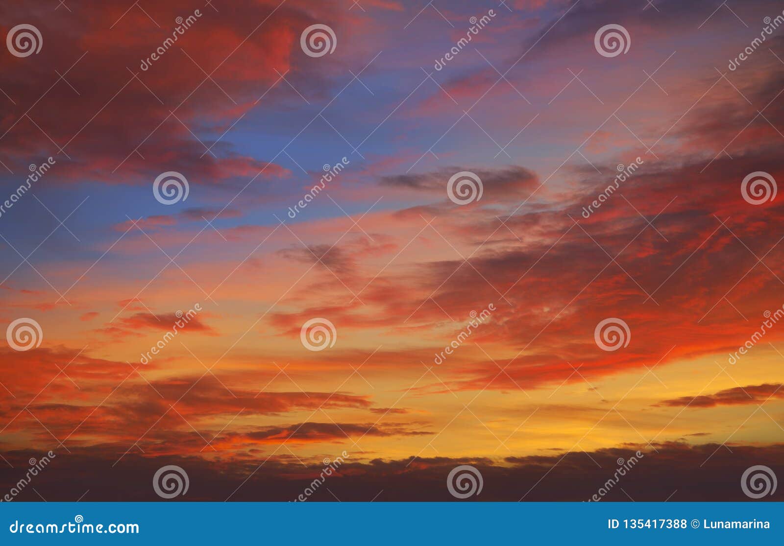 Sunset Sky Clouds Orange and Blue Stock Photo - Image of dramatic ...