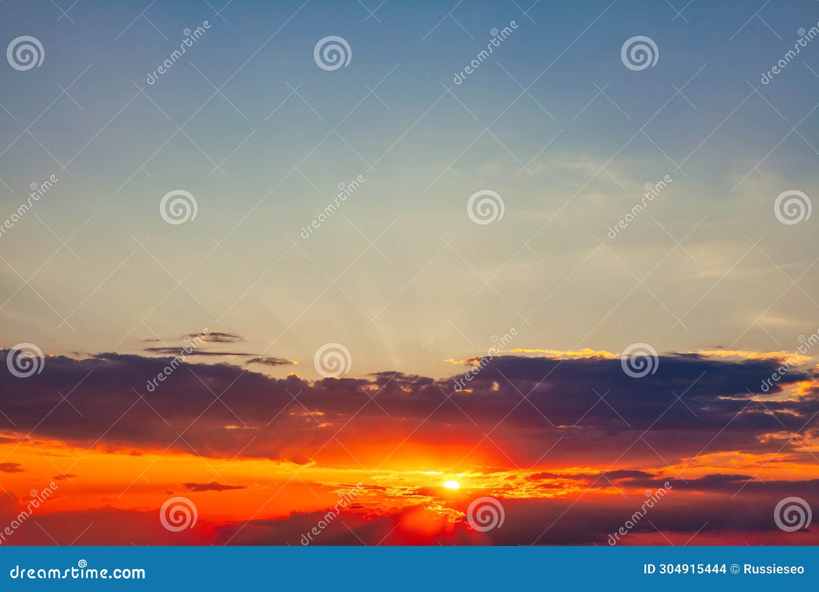 Sunset Sky with Clouds and Sun Rays Stock Photo - Image of heavenly ...