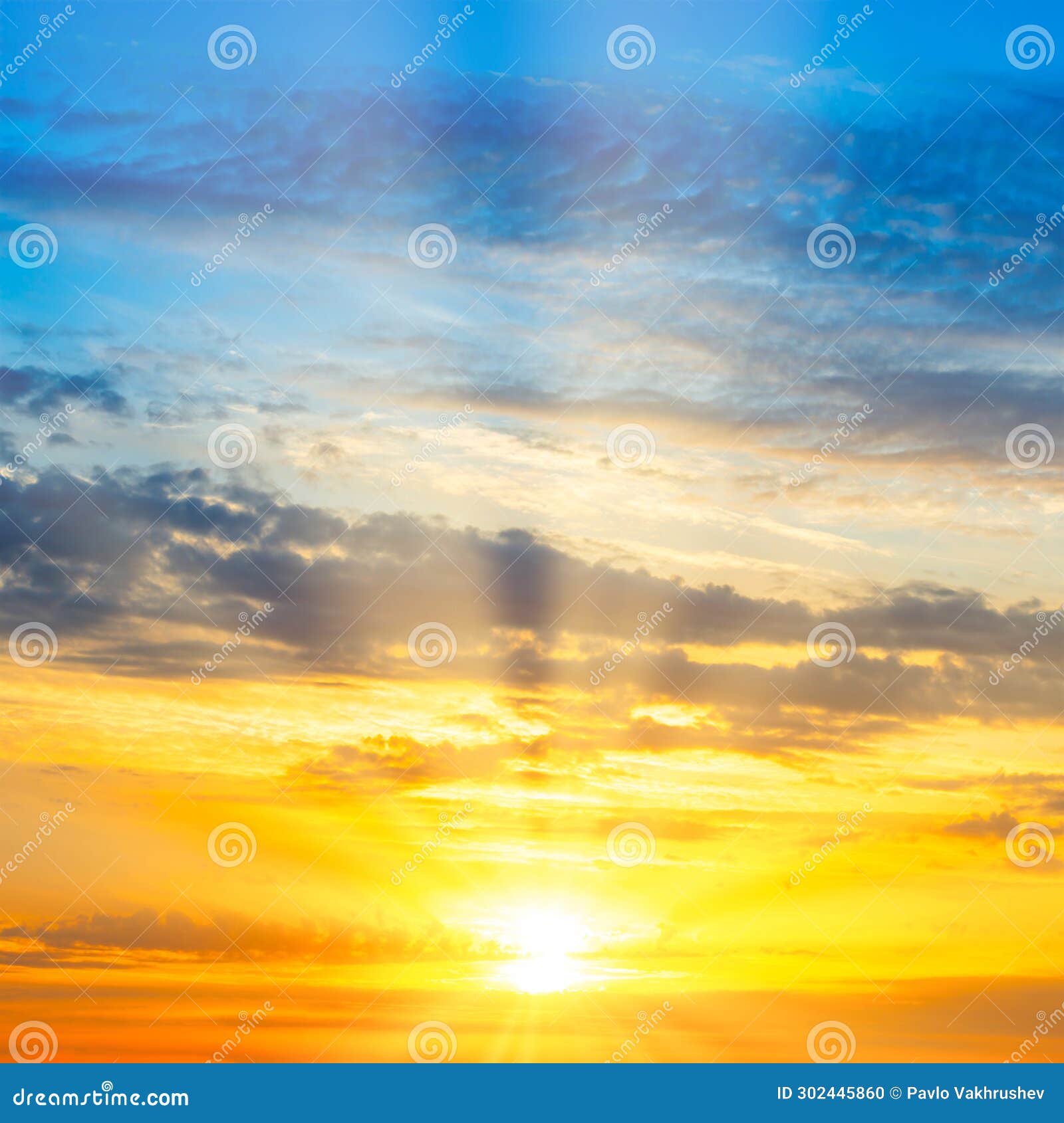 Sunset Sky with Sunset Clouds and Sun Rays Stock Photo - Image of ...