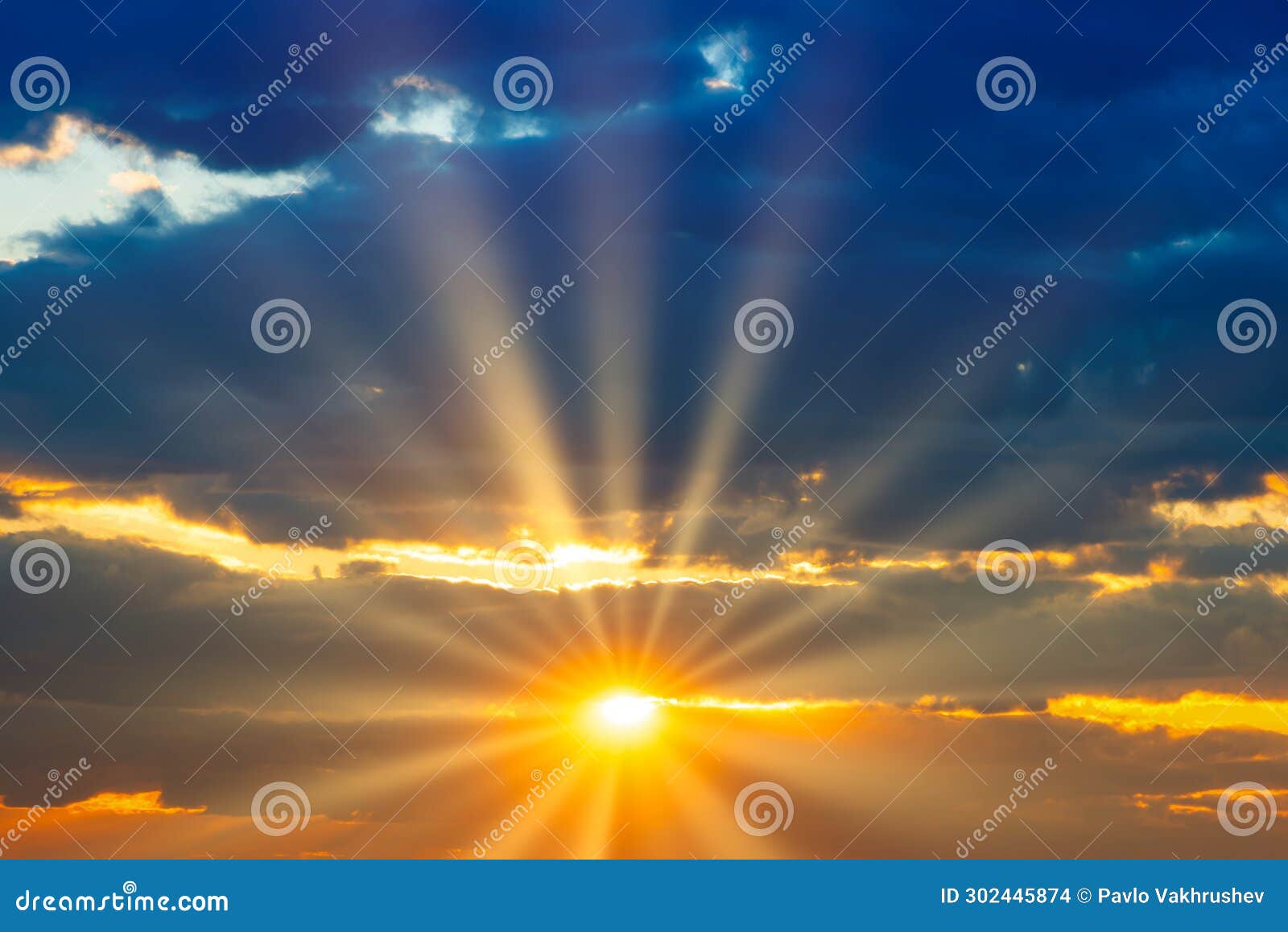 Sunset Sky with Sunset Clouds and Sun Rays Stock Photo - Image of blue ...